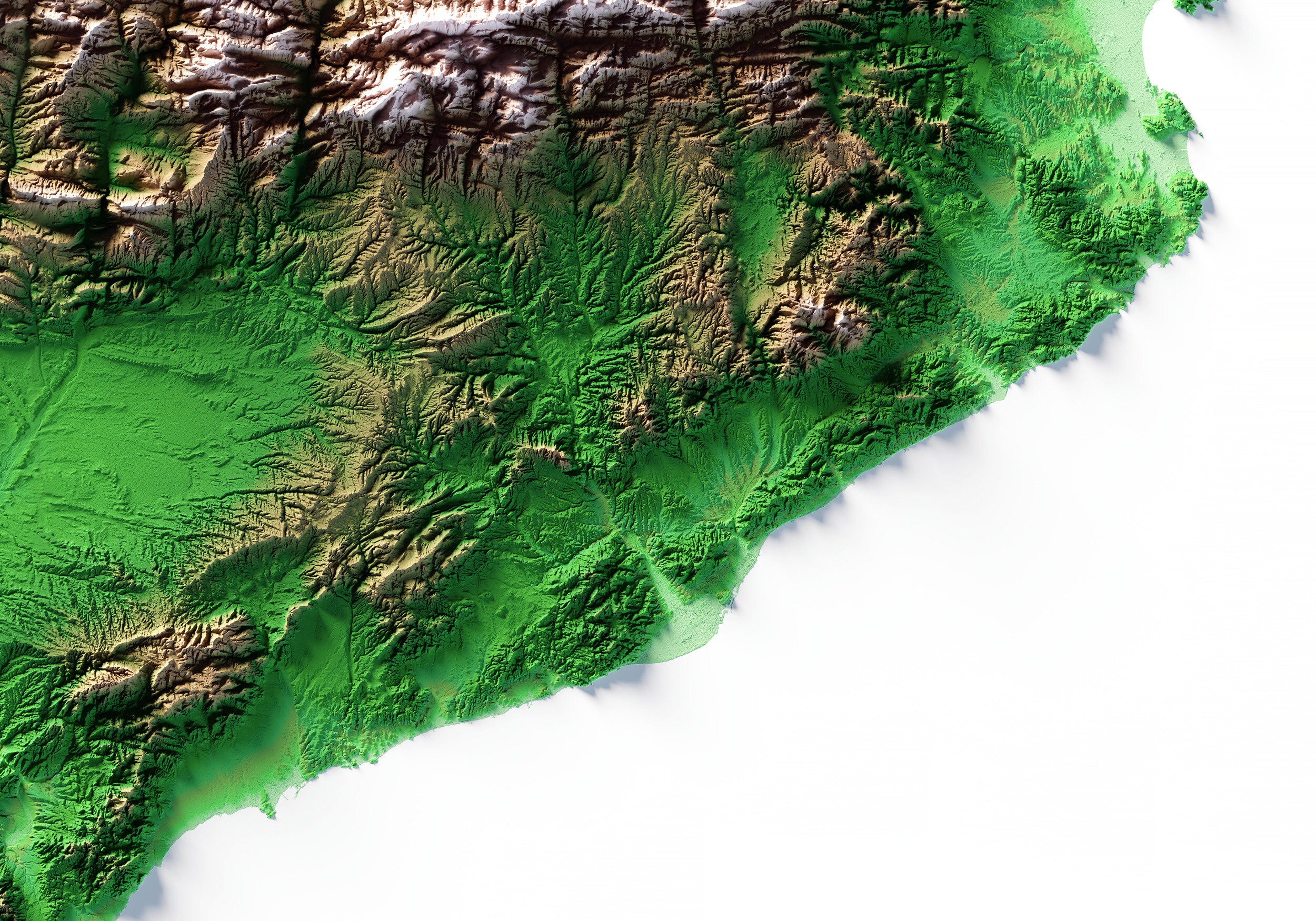 Pyrenees. Colored Artistic Relief Map With Trobart Classic Colors. - Etsy