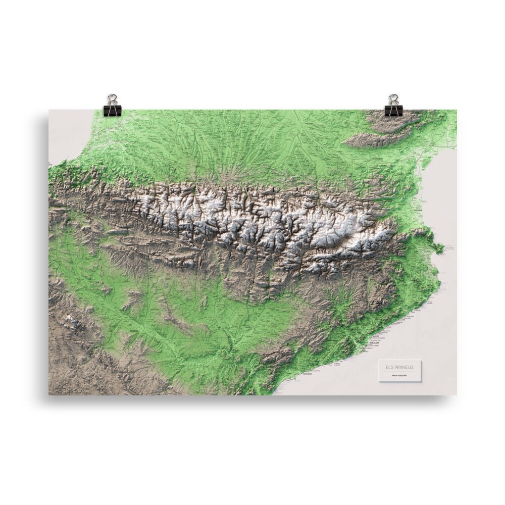 Full Pyrenees. Topographic Map. - Etsy