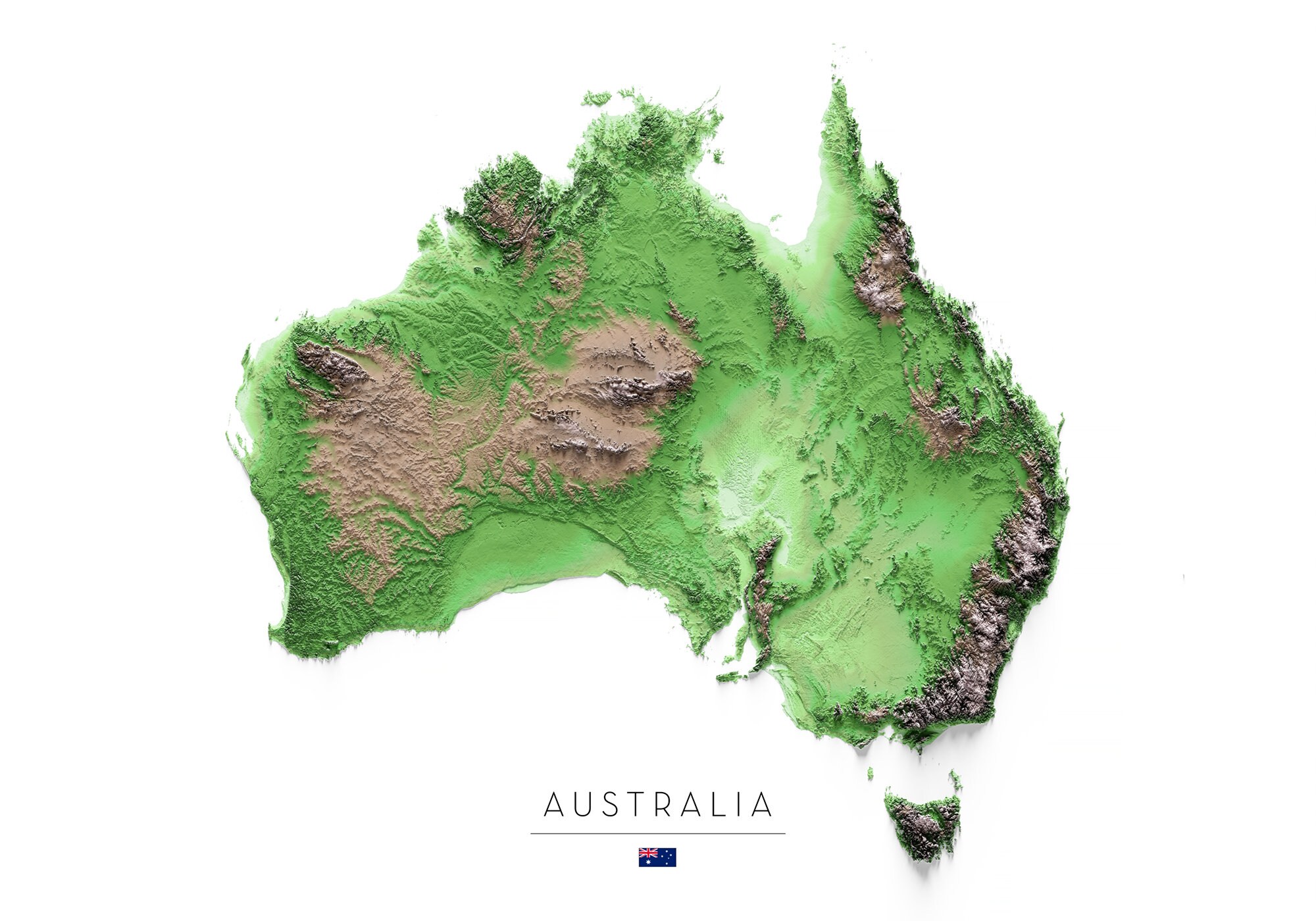 Colored Relief Map of Australia. - Etsy Australia