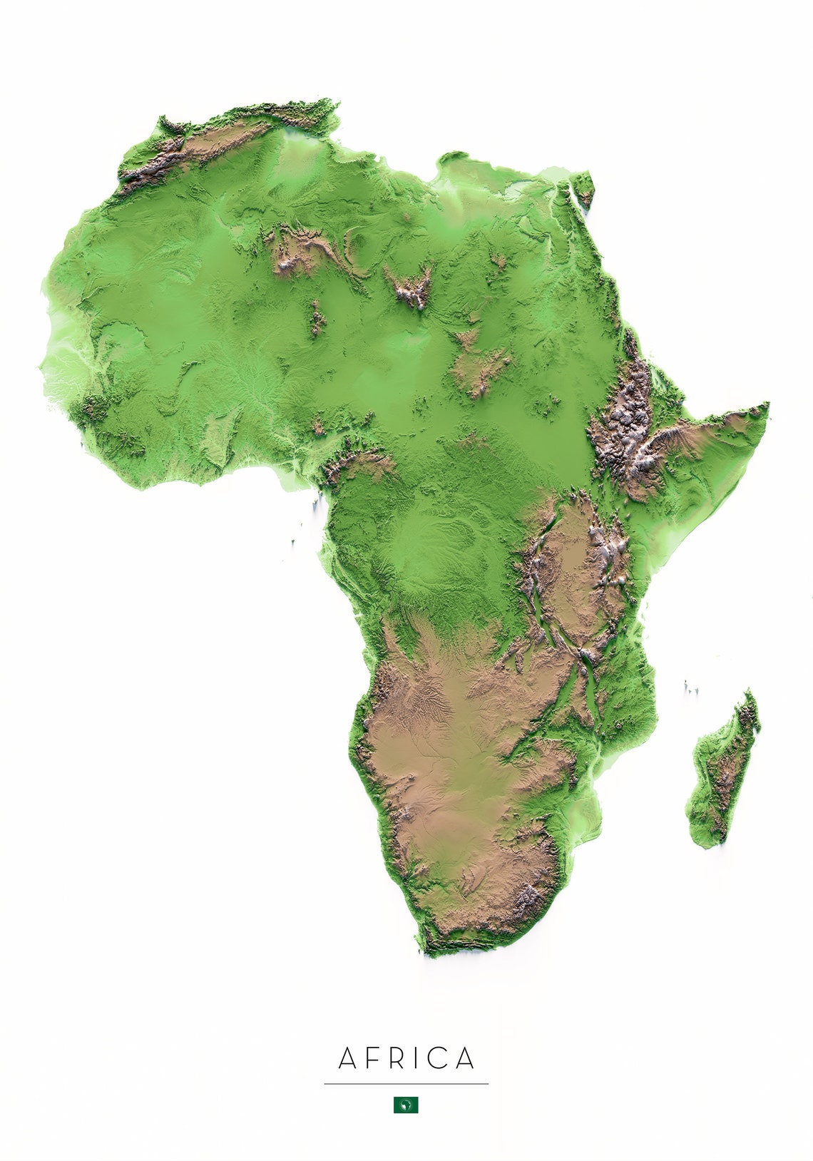 Colored Relief Map of Africa. - Etsy
