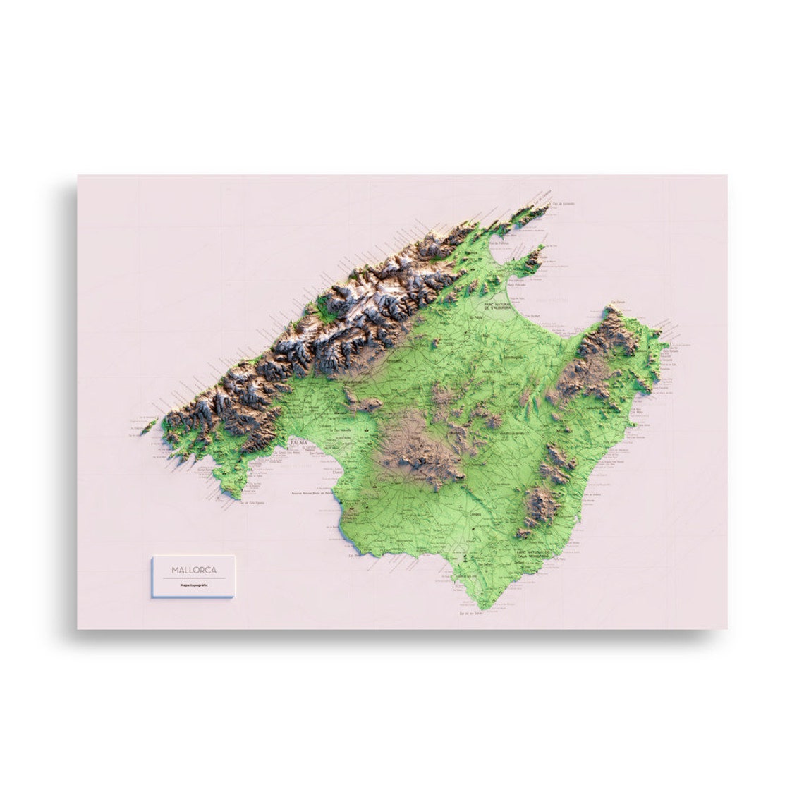 Mallorca. Topographic Map. White Sea Version. - Etsy