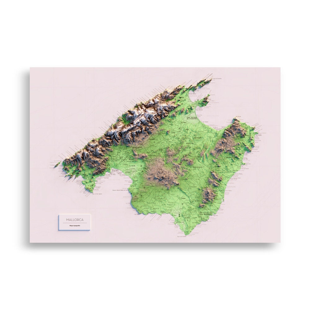 Mallorca. Topographic Map. White Sea Version. - Etsy