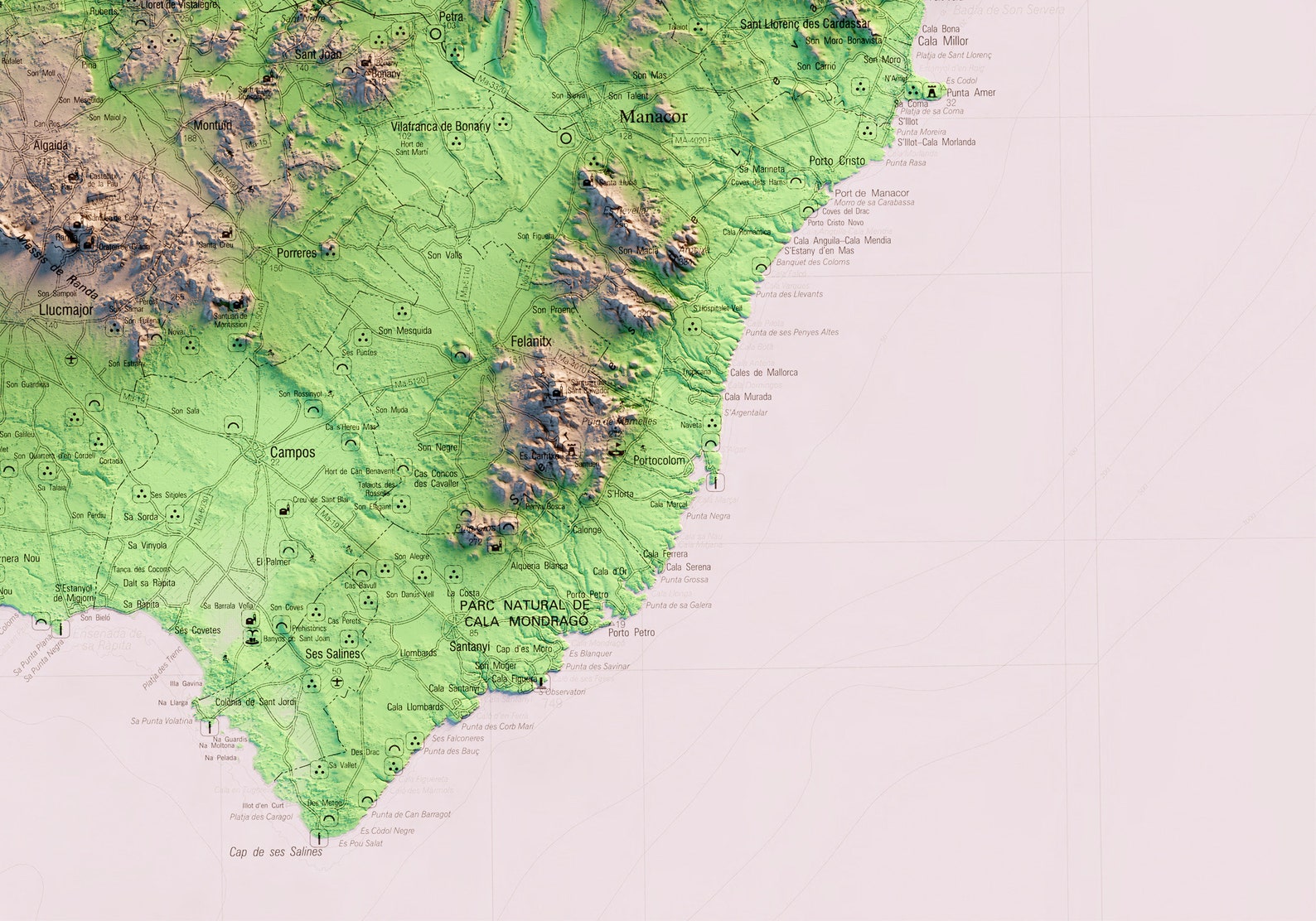 Mallorca. Topographic Map. White Sea Version. - Etsy