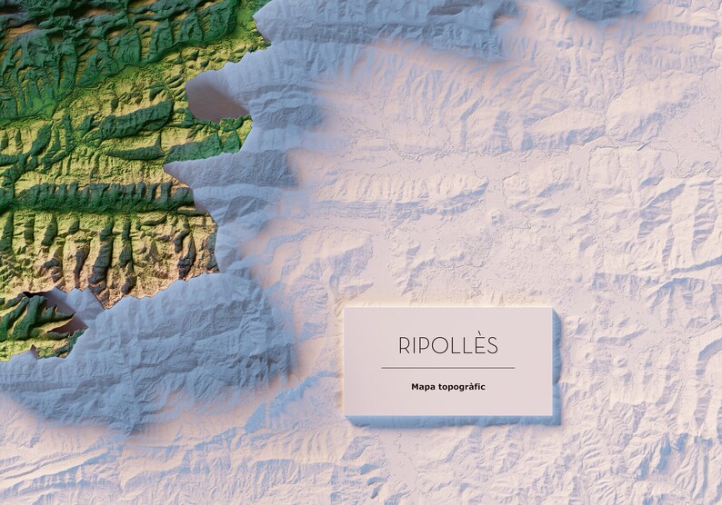 Colored Relief Map of El Ripollès. | Etsy