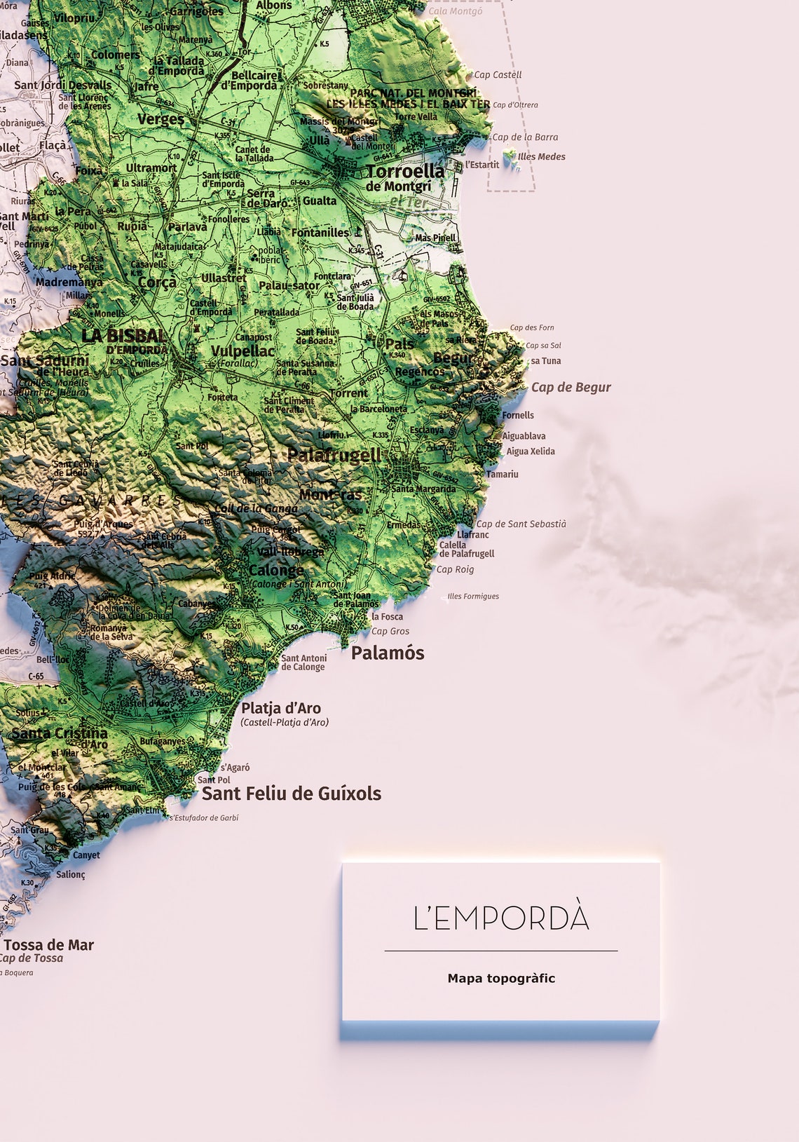 L'Empordà. Mapa topogràfic en color. - Etsy España