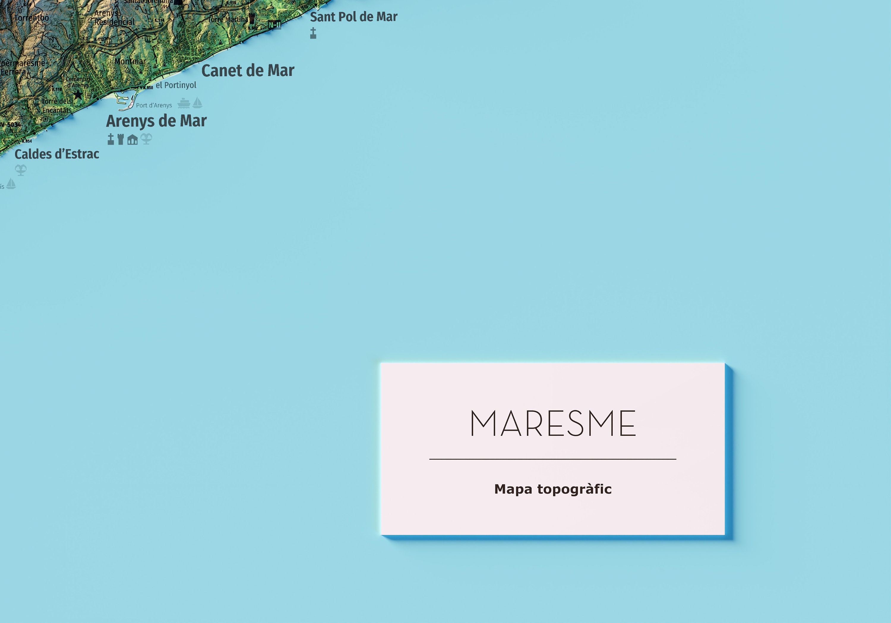 El Maresme. Mapa topogràfic en color. - Etsy España