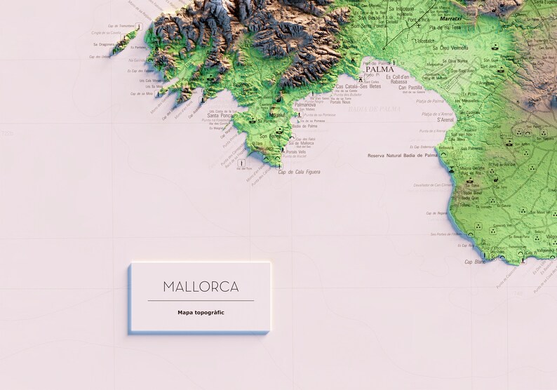 Mallorca. Topographic Map. White Sea Version. - Etsy