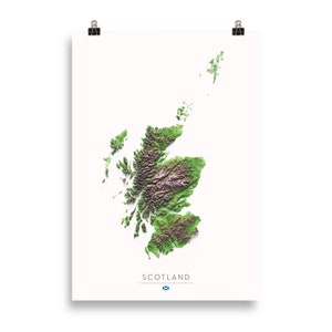 Colored Relief Map of Scotland. - Etsy