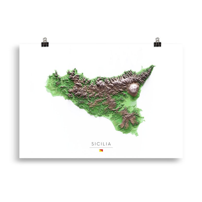 Colored Relief Map of Sicily. - Etsy Ireland