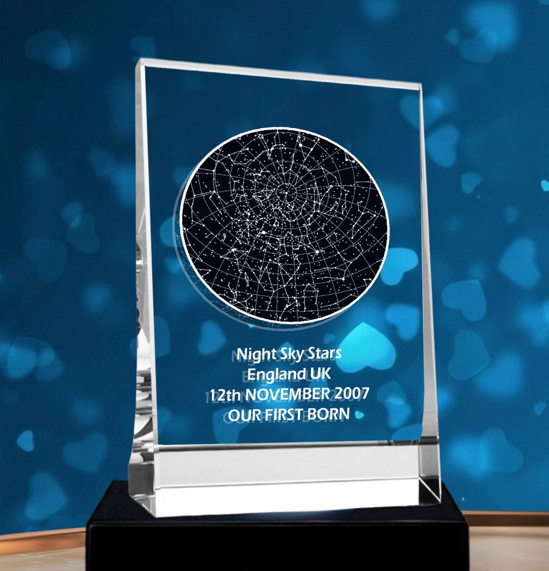 Personalised 'first Born' Night Sky Stars Crystal Prism - Etsy