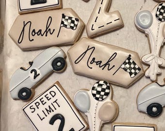 Two Fast Birthday Royal Icing Cookies, Car Racing Party, Car Birthday ...