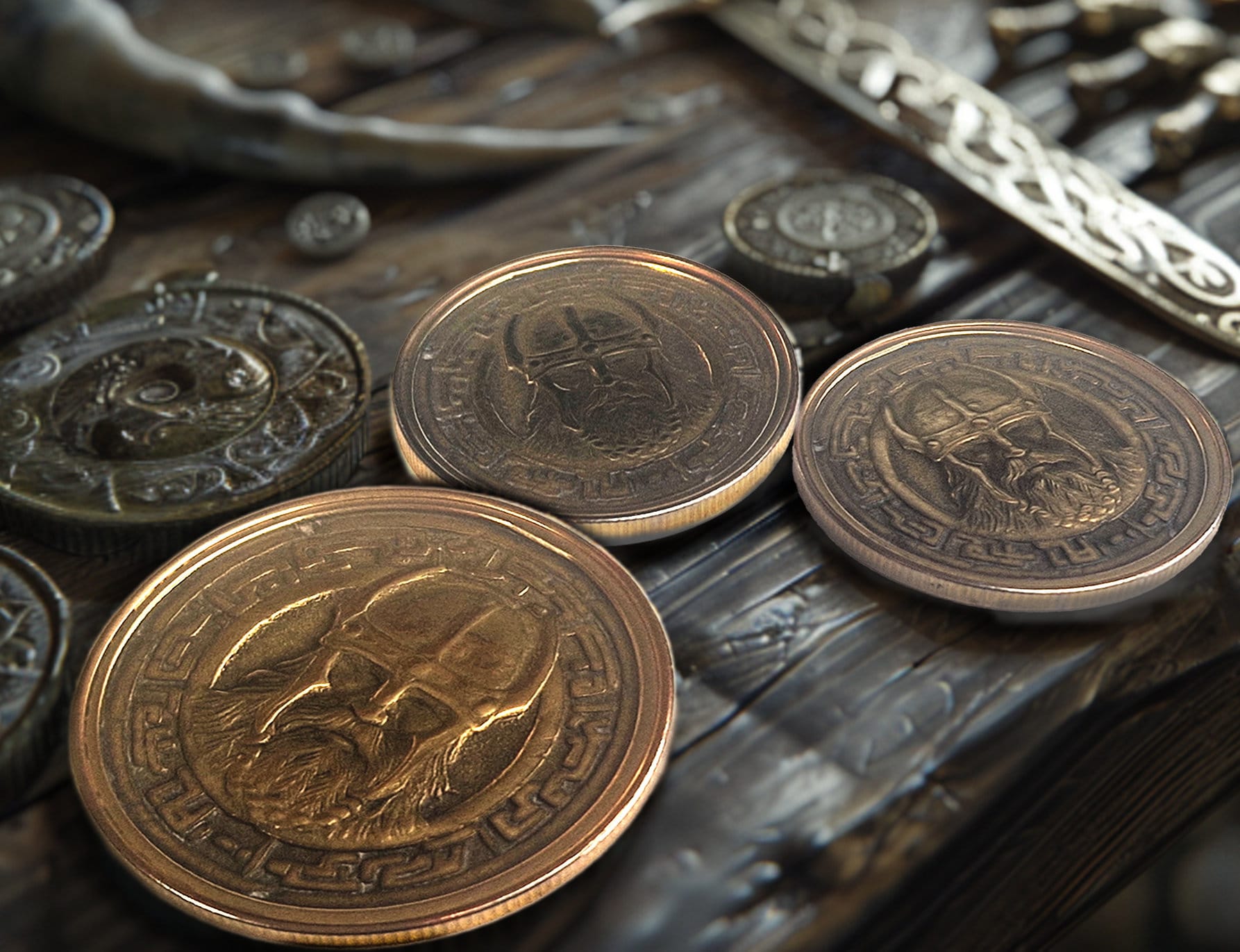 Unique Engraved Viking Warrior Coin Solid Brass Nordic Themed Challenge ...