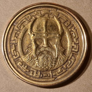 Unique Engraved Viking Warrior Coin | Solid Brass Nordic Themed ...