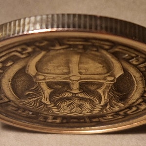Unique Engraved Viking Warrior Coin | Solid Brass Nordic Themed ...