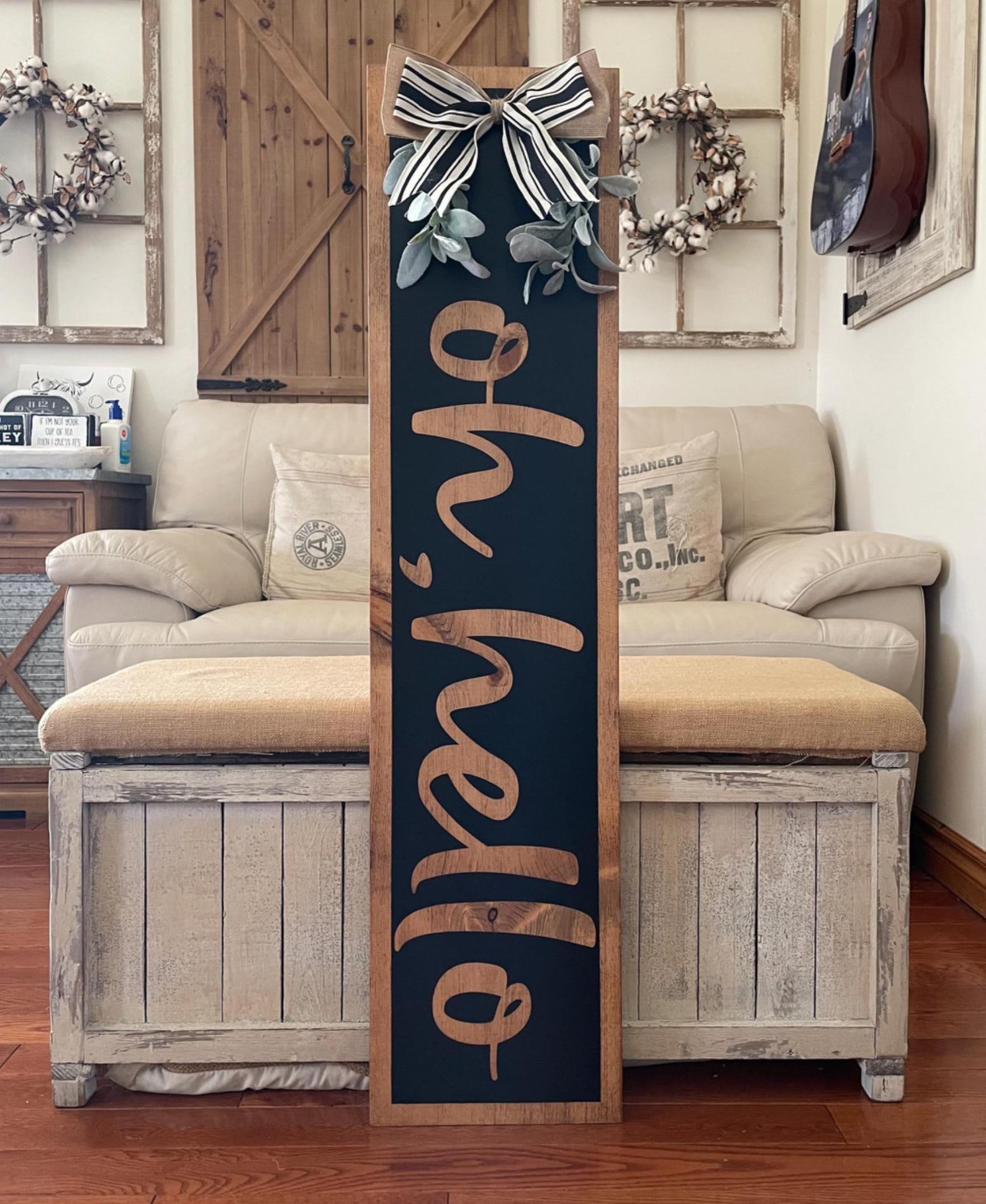 Large Oh, Hello Wood Painted Porch Leaner Sign - Etsy