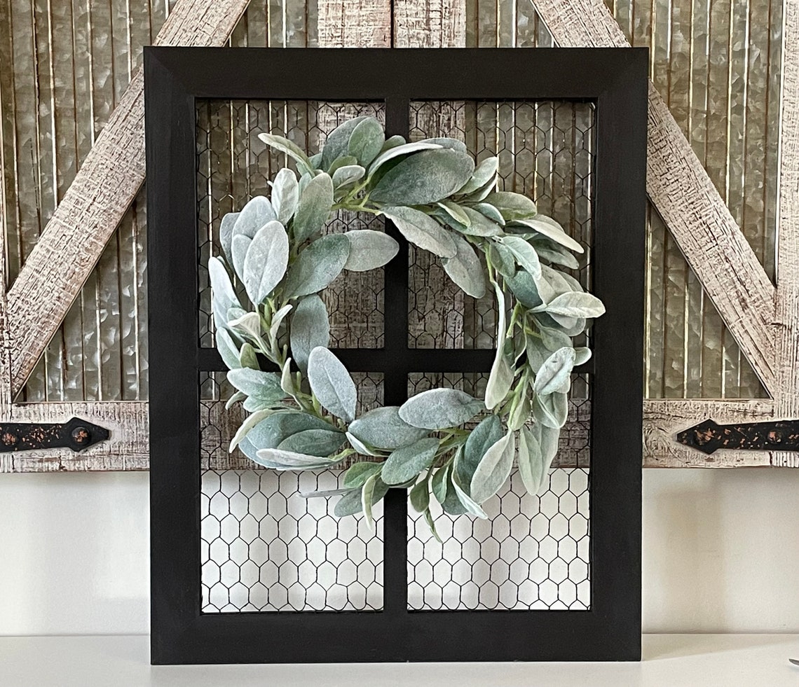Rustic Farmhouse Wood /chicken Wire Wall Decor Including Lambs Ear ...