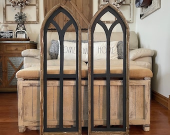 Rustic Farmhouse Cathedral Arch Wood Window Wall Decor - Etsy