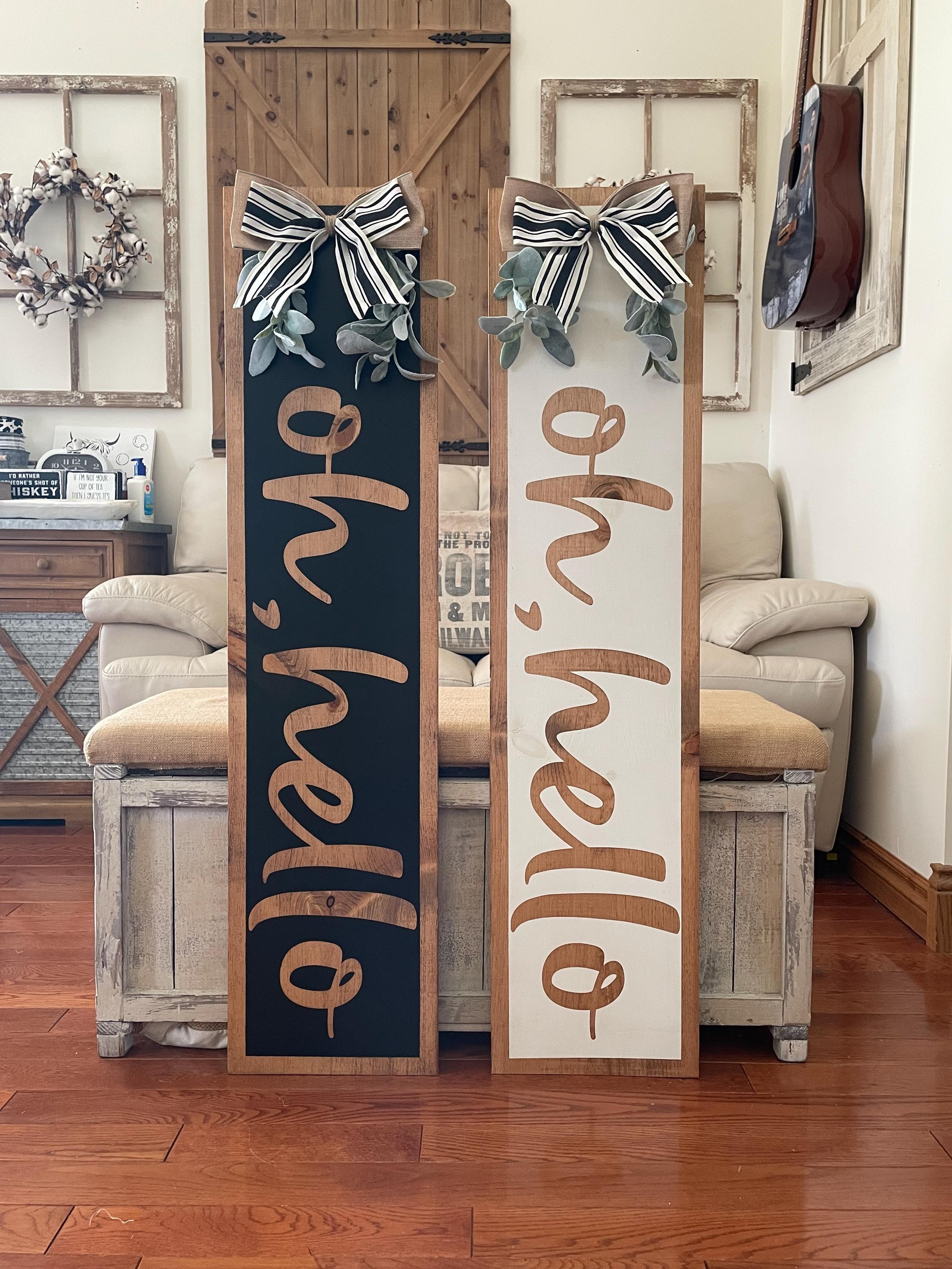 Large Oh, Hello Wood Painted Porch Leaner Sign - Etsy