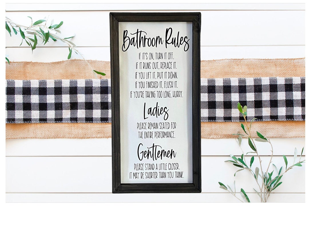 Bathroom Rules Funny Farmhouse Wall Decor Sign - Etsy