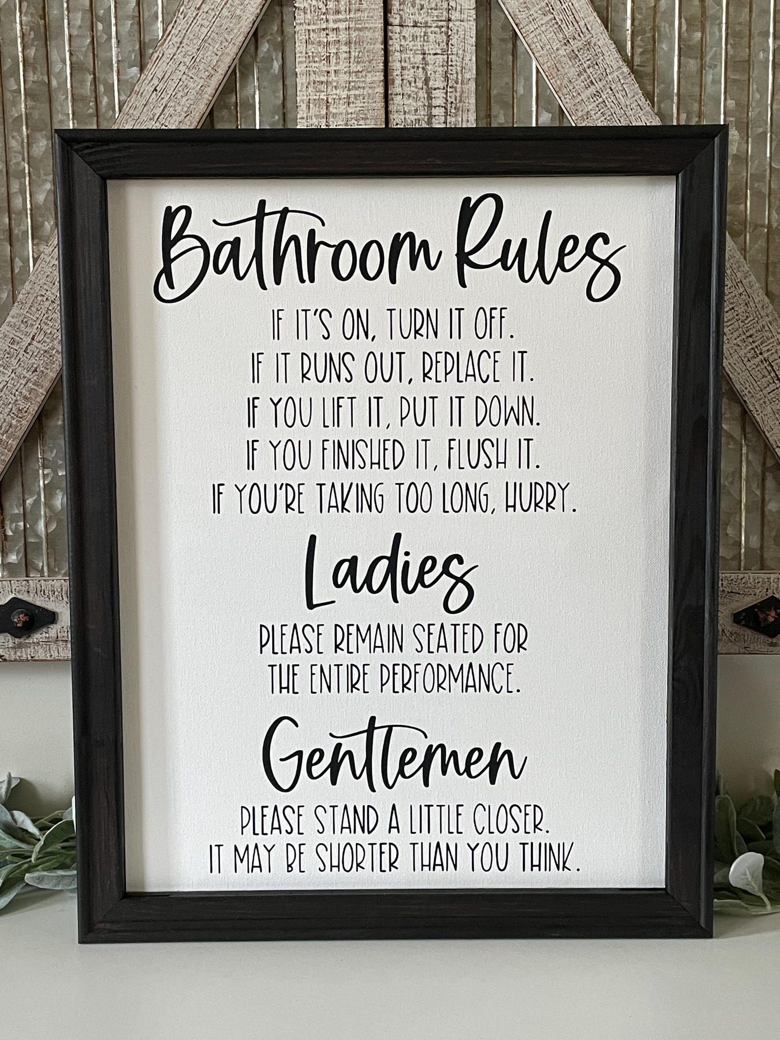 Bathroom Rules Farmhouse Wall Decor Sign, Rustic Bathroom Wall Art ...
