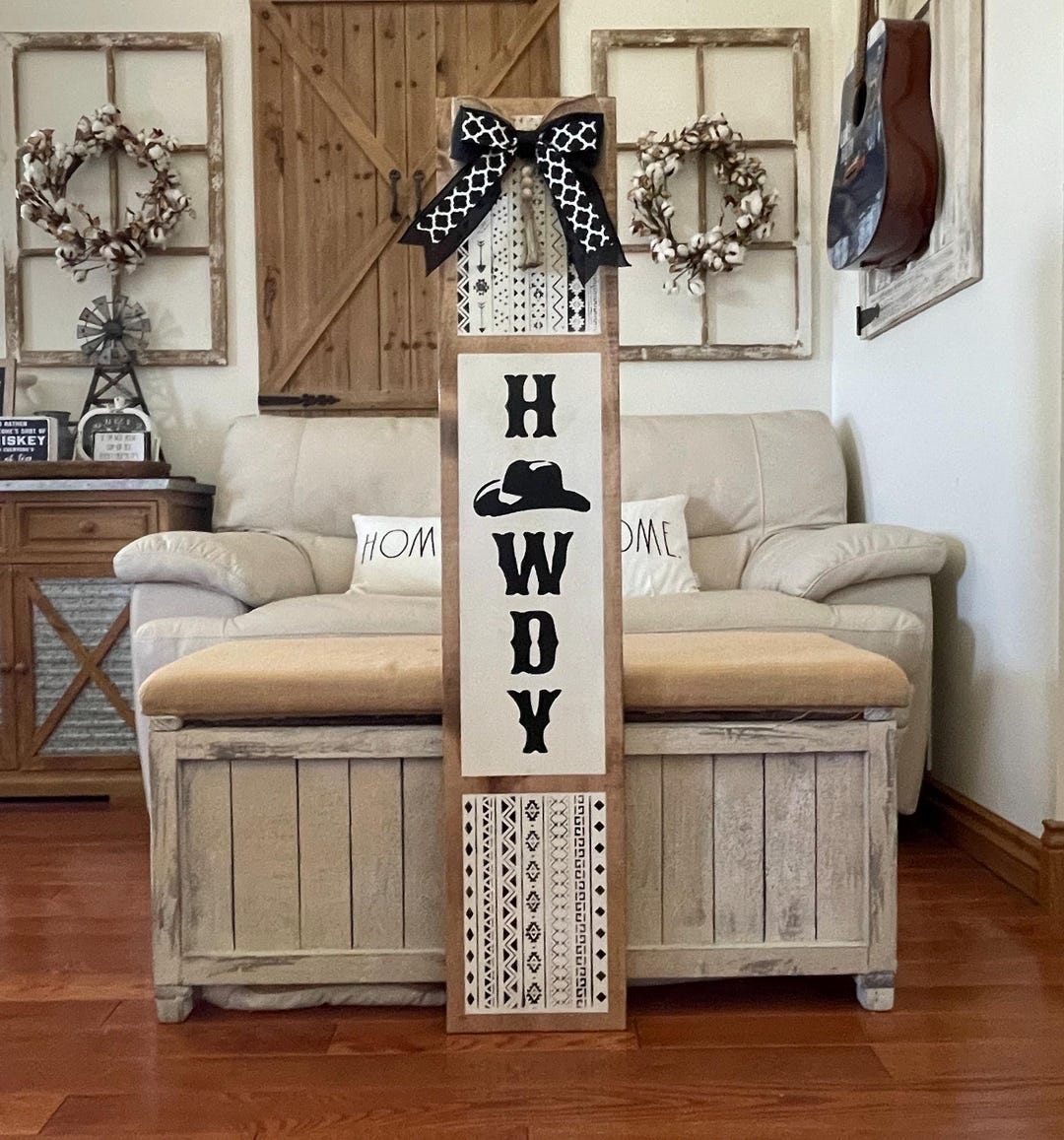 Howdy Large Wood Painted Porch Leaner Sign - Etsy