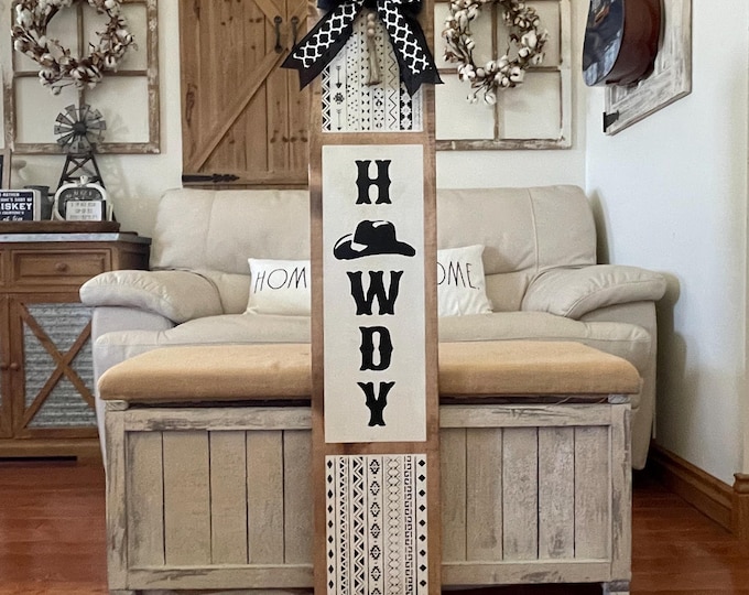 Howdy Large Wood Painted Porch Leaner Sign - Etsy