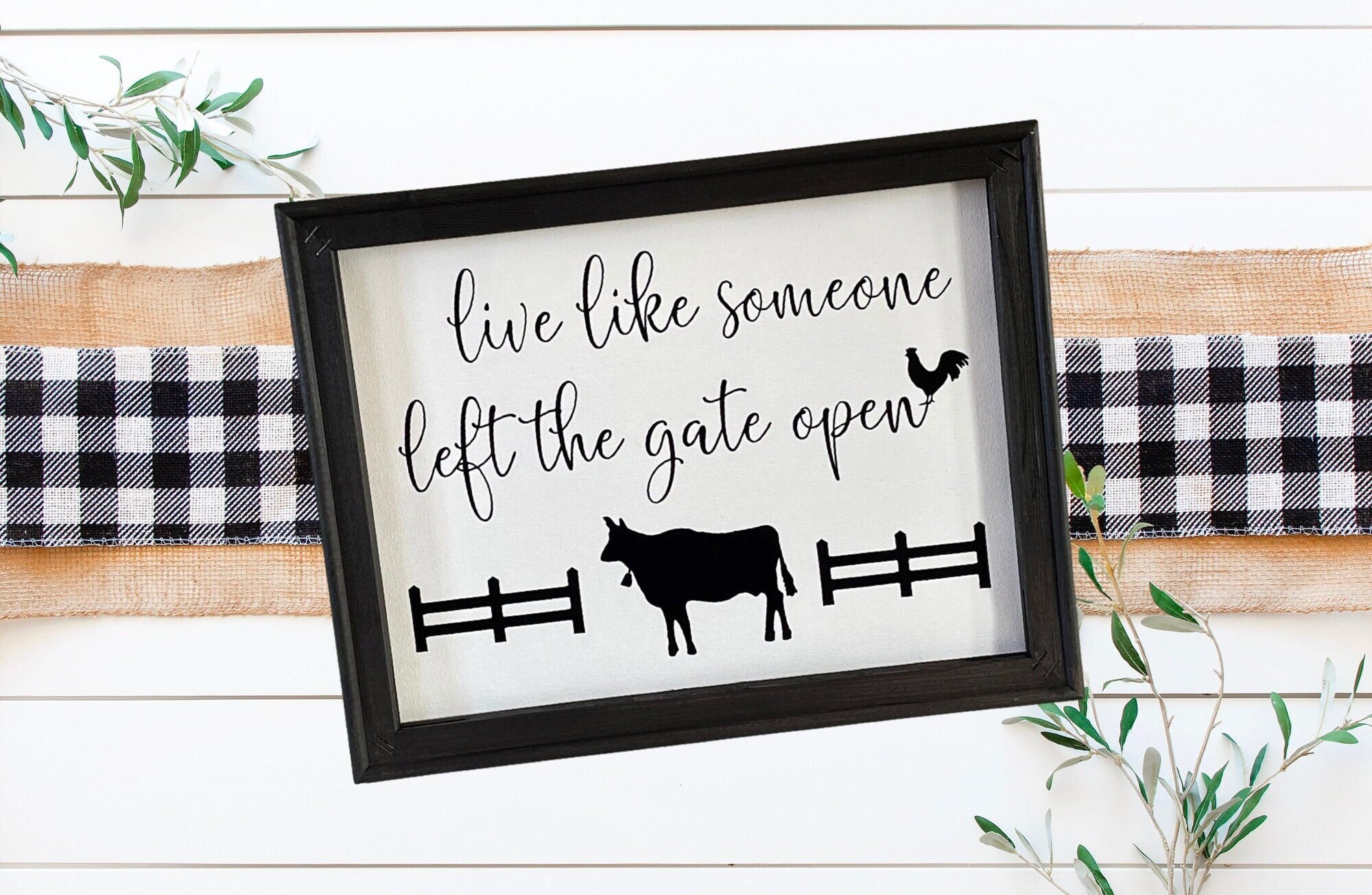 Cow Chicken Farm Animals Farmhouse Country Wall Decor Sign - Etsy
