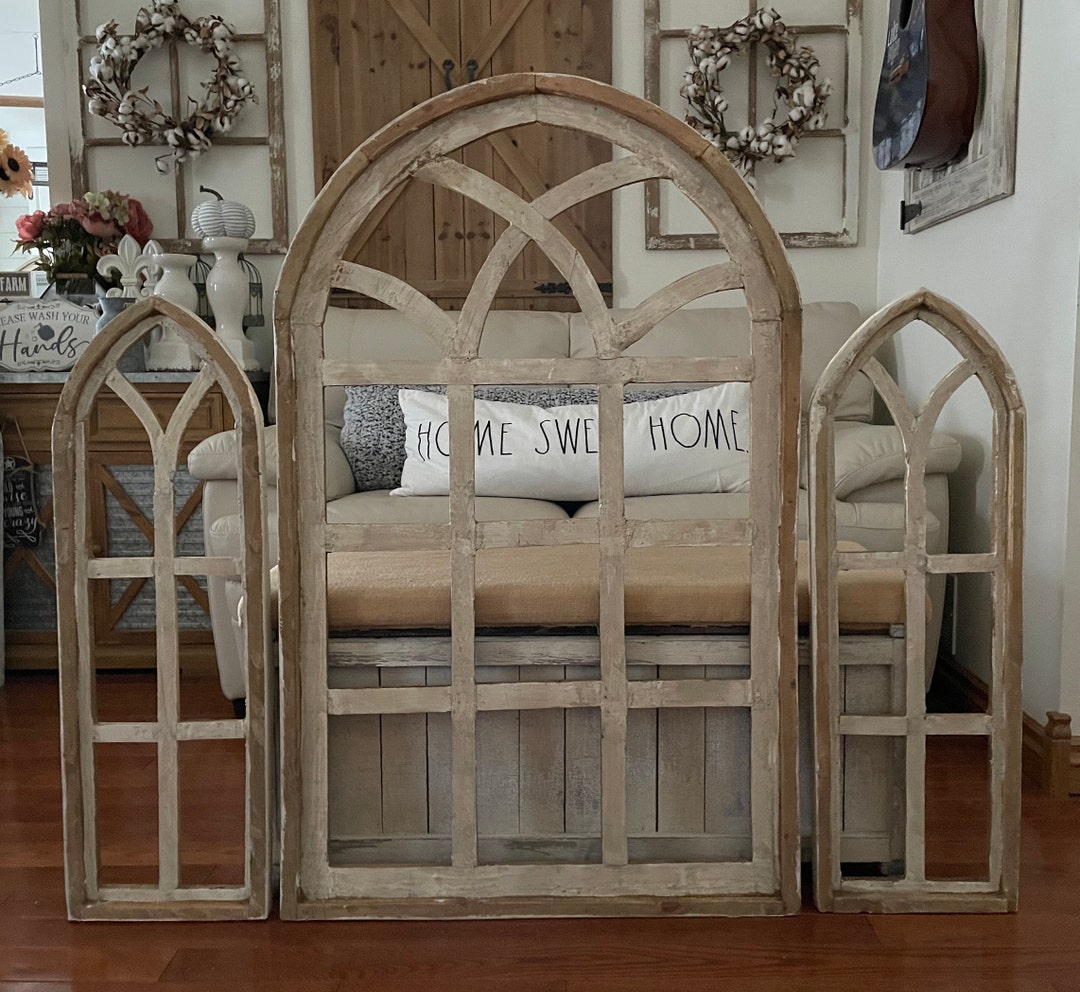 Extra Large Rustic Farmhouse French Country Cathedral Arch Wood Wall ...