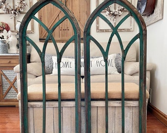 Large Rustic Farmhouse Cathedral Arch Wood Wall Decor Set of Two - Etsy