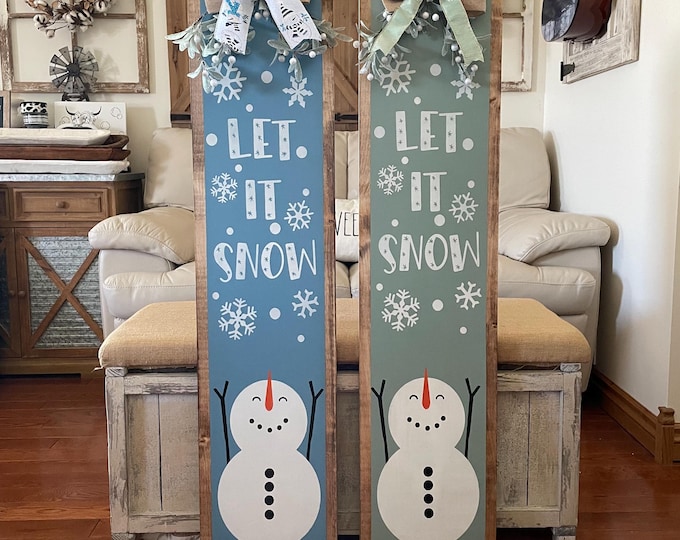 Large Let It Snow Wood Painted Snowman Porch Leaner Sign - Etsy