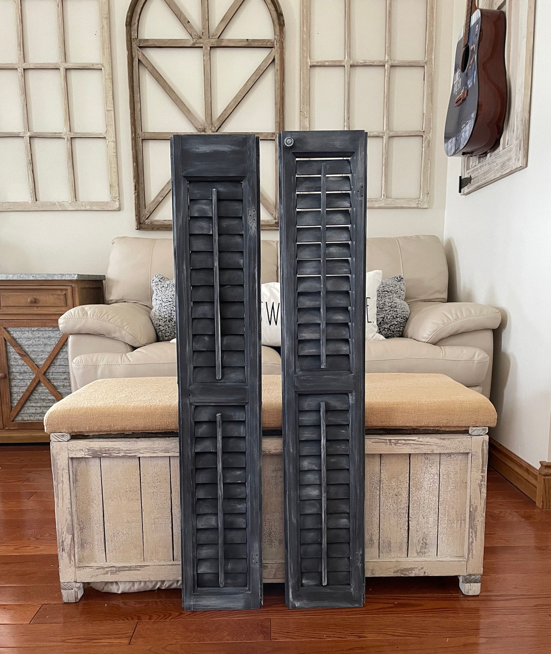 Rustic Farmhouse Vintage Distressed Wood Shutter Set of Two - Etsy