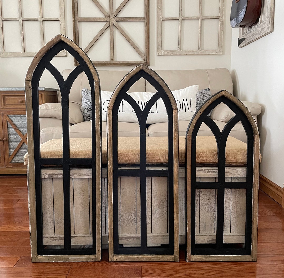 Rustic Farmhouse Cathedral Arch Wood Window Wall Decor - Etsy