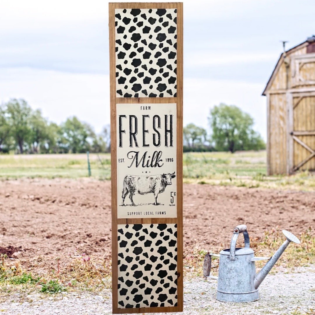 Extra Large Cow Print Wood Wall Art | Rustic Farmhouse Wall Decor ...