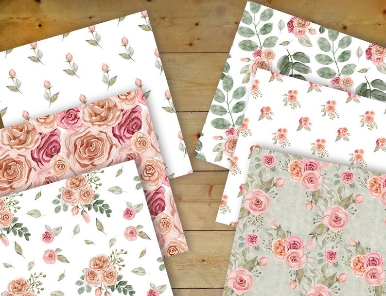 Vintage Digital Paper, Digital Paper Package in Chebby-chic Style ...