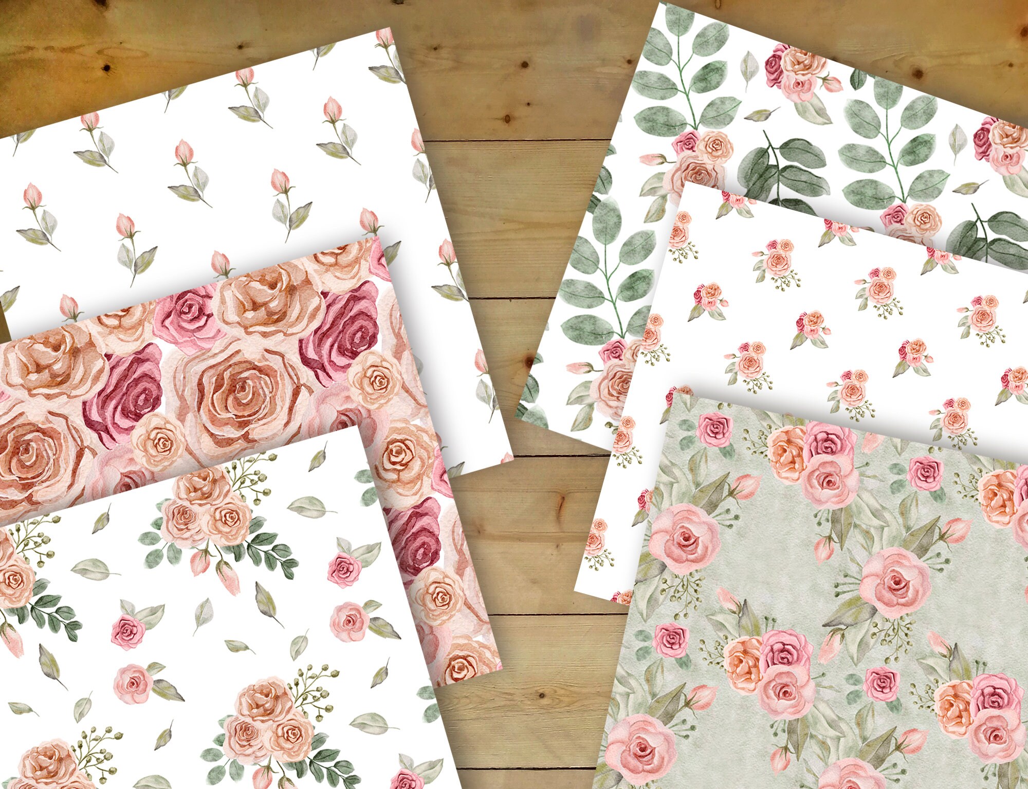 Vintage Digital Paper, Digital Paper Package in Chebby-chic Style ...