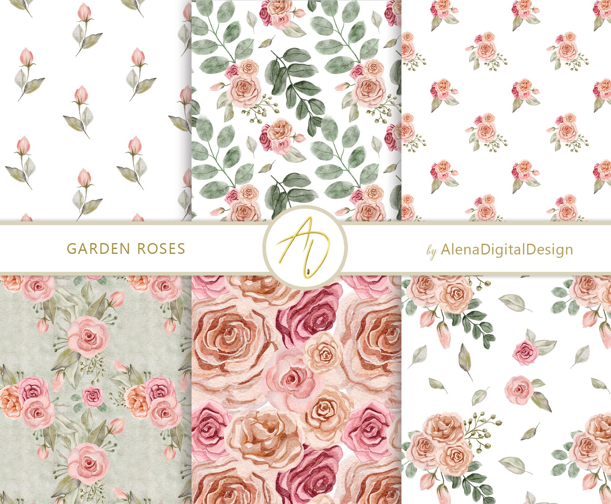Vintage Digital Paper, Digital Paper Package in Chebby-chic Style ...