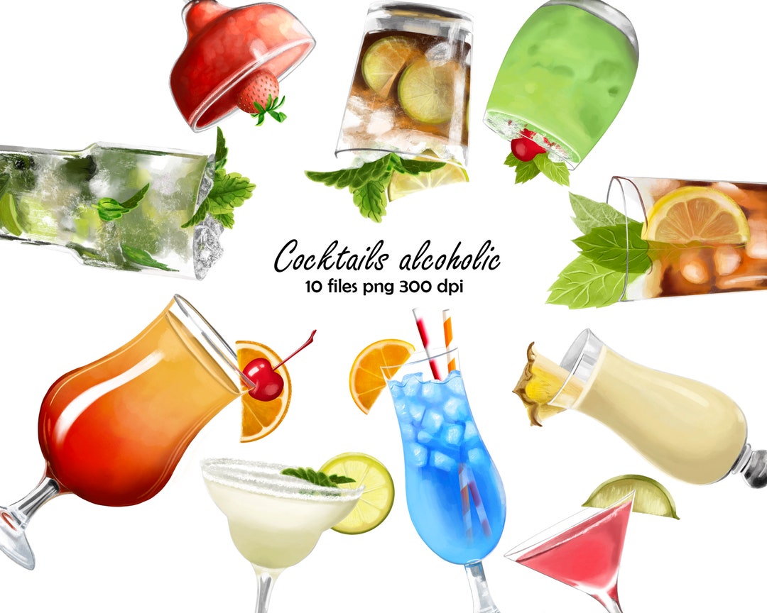 Cocktail Realism Clipart, Bartender Card, Bar Menu, Realistic ...