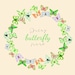 Butterflies Green Frame Clipart Wreath of Spring Circle, Watercolor ...