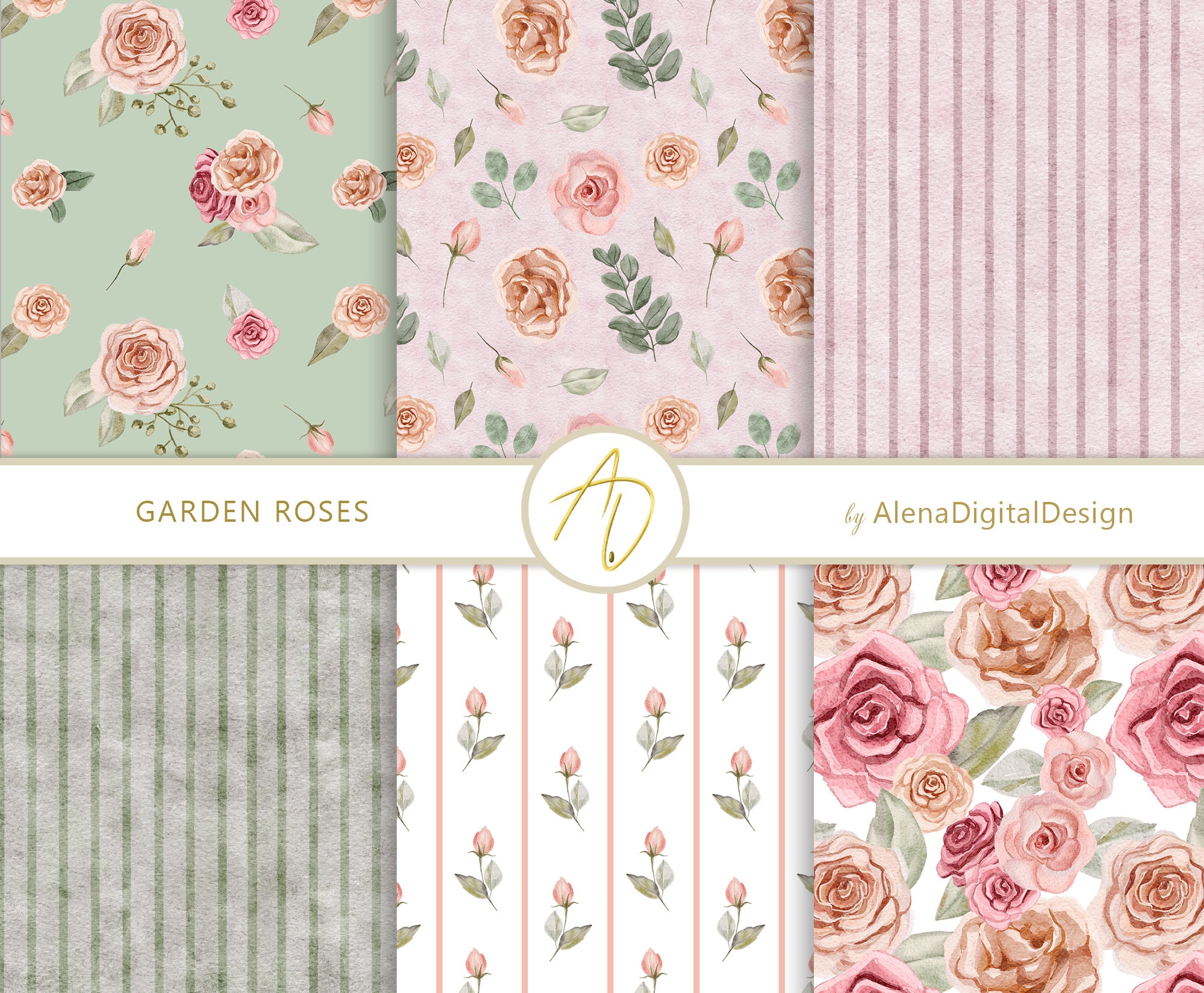 Vintage Digital Paper, Digital Paper Package in Chebby-chic Style ...