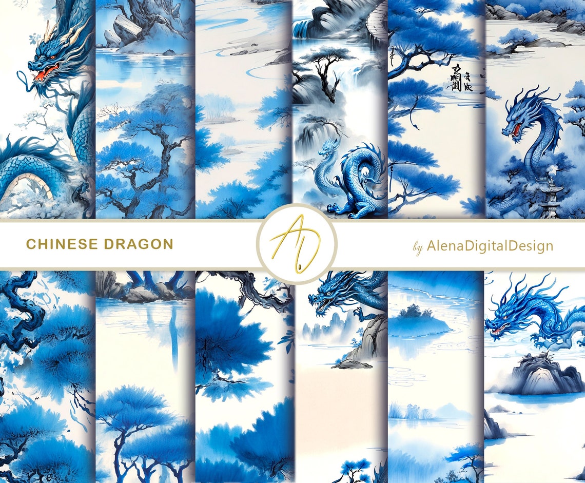 Chinese Digital Paper, Chinese Dragon, Seamless Pattern, Asian Seamless ...