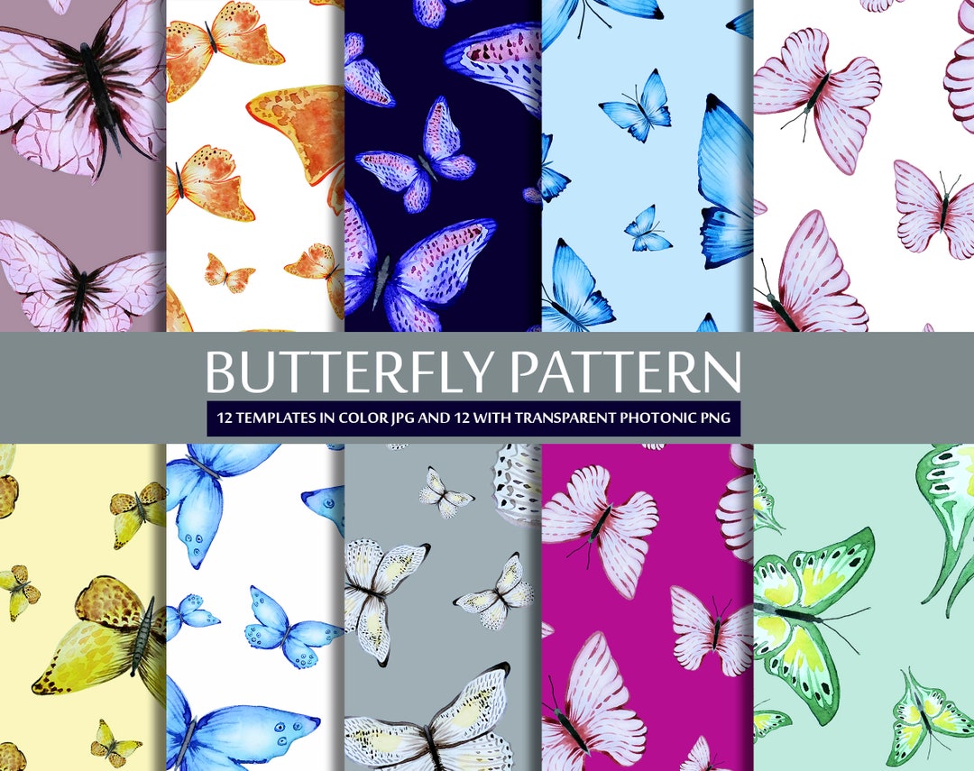 Butterflies Digital Paper, Spring Butterflies, Watercolor Butterfly ...