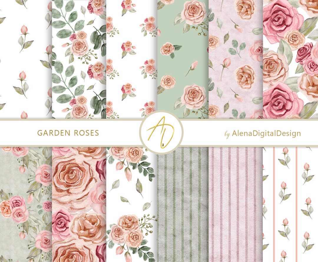 Vintage Digital Paper, Digital Paper Package in Chebby-chic Style ...