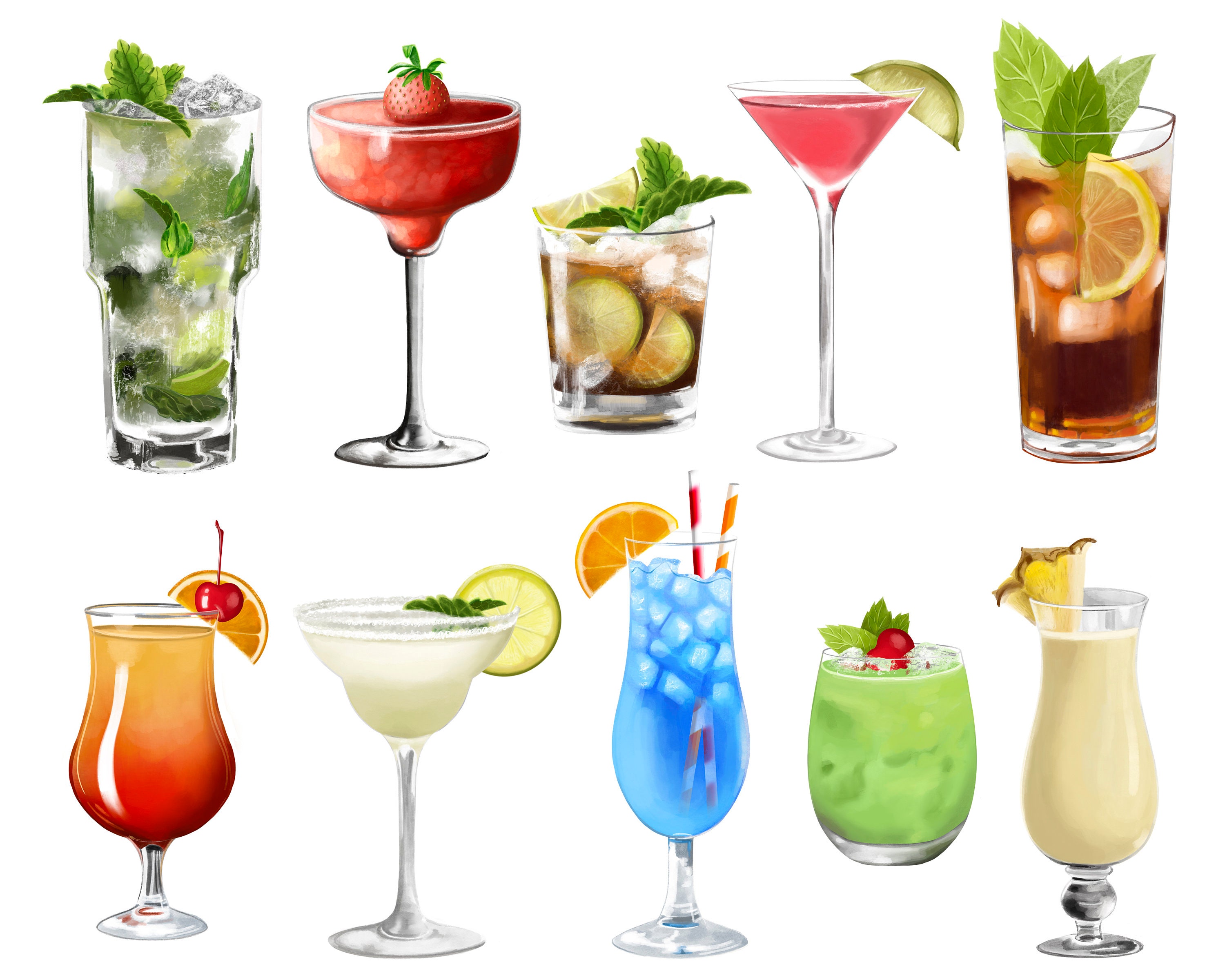 Cocktail Realism Clipart, Bartender Card, Bar Menu, Realistic ...