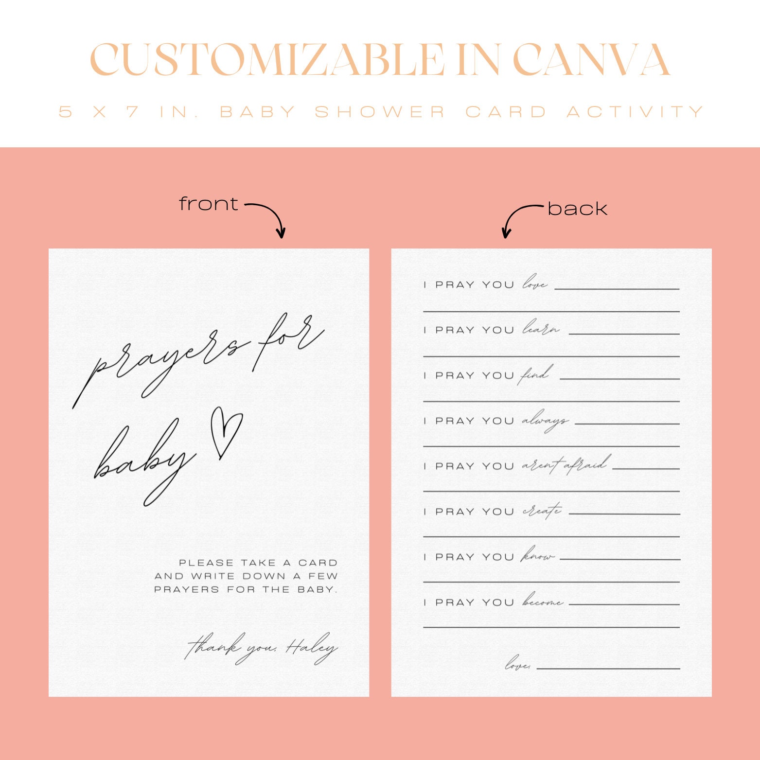 Prayers for Baby | Baby Shower Activity | Baby Shower | Prayer | Card ...