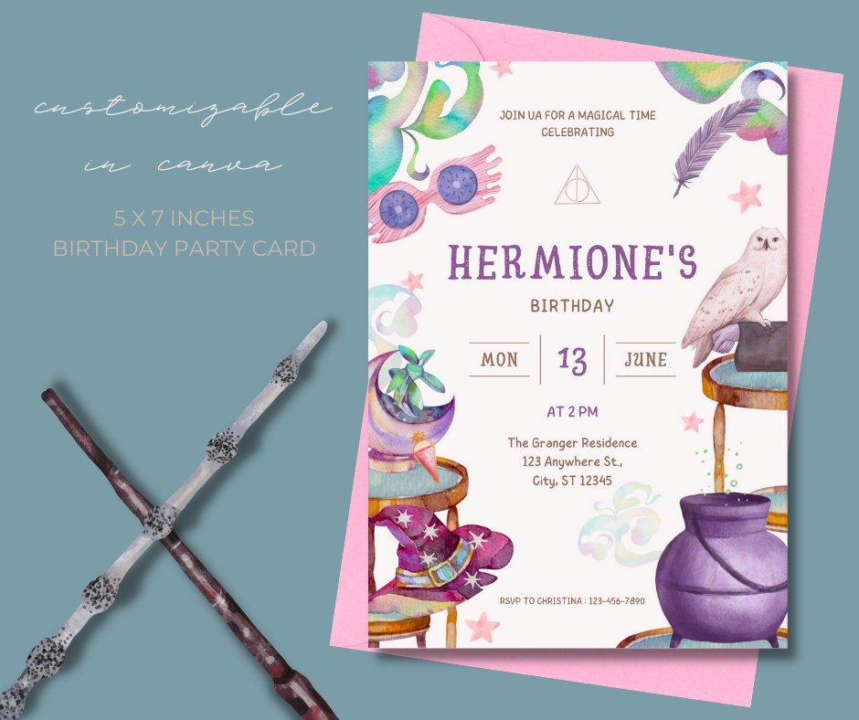 Potions & Magic Girl's Birthday Invitation Invitation Canva Instant ...