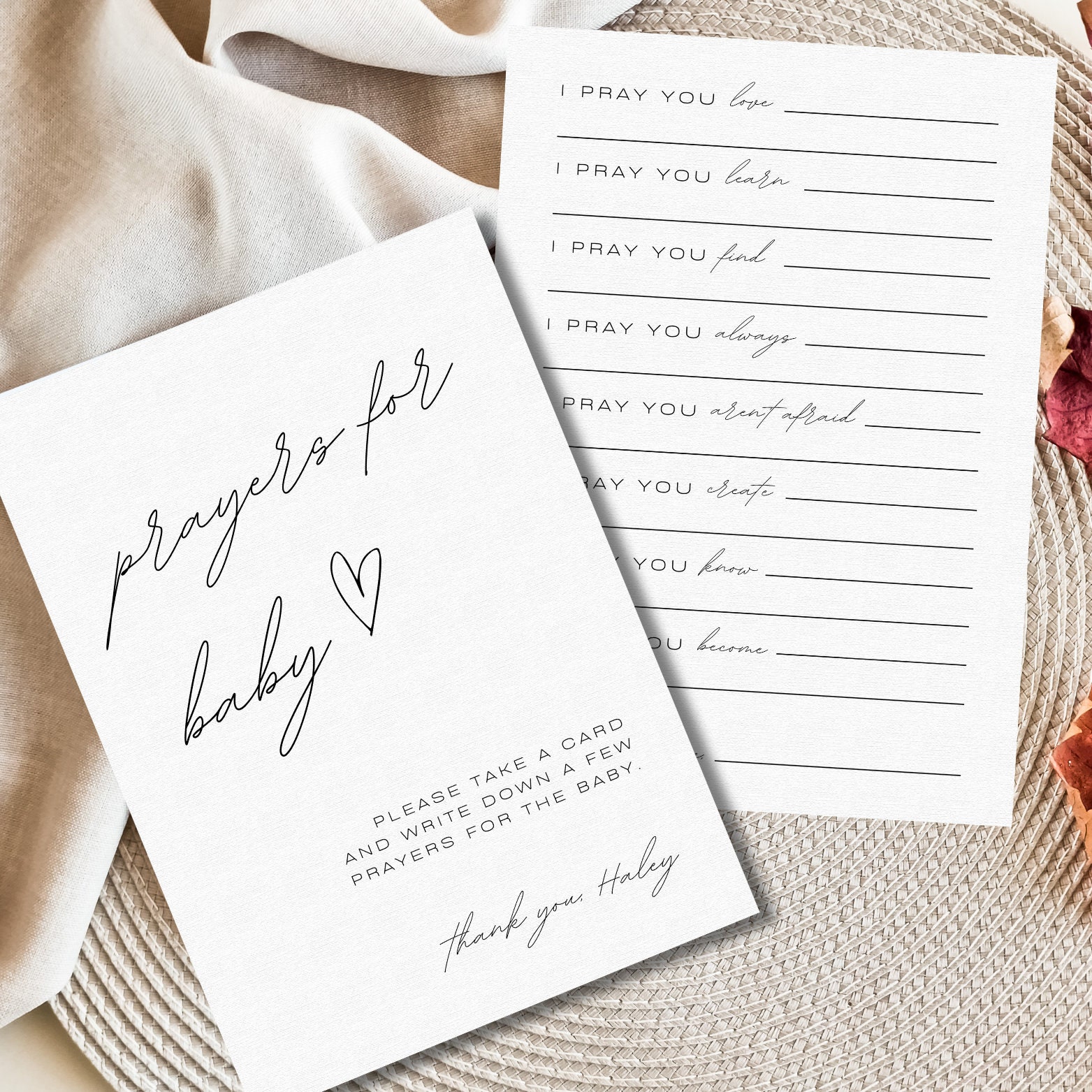 Prayers for Baby | Baby Shower Activity | Baby Shower | Prayer | Card ...