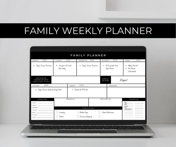 Family Weekly Planner Planner Canva Instant Download - Etsy