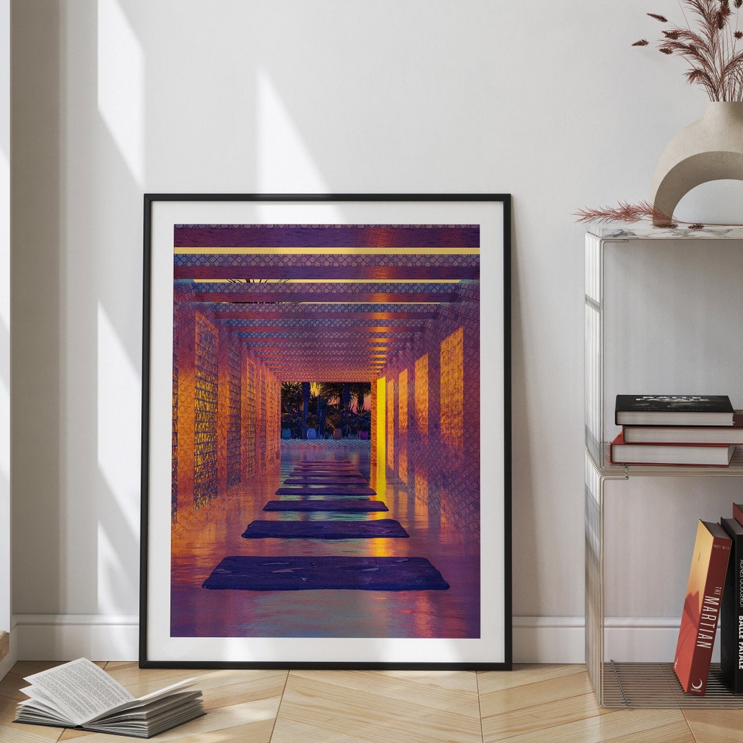 Vaporwave Scenic Aesthetic Wall Art, Pink Tropical Tunnel Wall Hanging ...