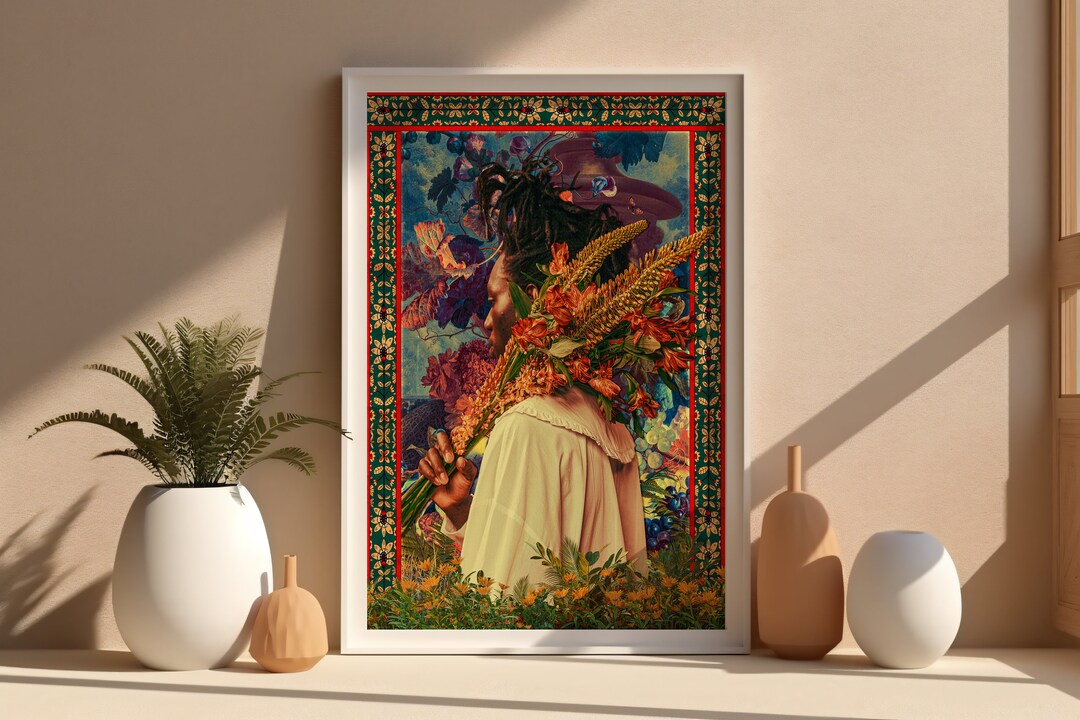 African Eclectic Collage Portrait Art Print, Unusual Vibrant Colourful ...