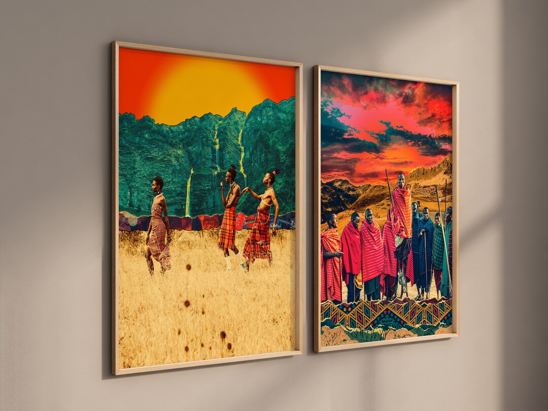African Tribe Art Print Set: Vibrant Ethnic Portrait Wall Decor - Etsy